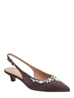 Linea Paolo Crystal Embellished Slingback Pumps - Chocolate