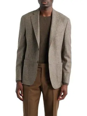 Vince Icon Relaxed Fit Houndstooth Brushed Wool Sport Coat - Taupe