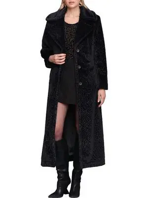 Avec Les Filles Faux Shearling Maxi Coat - Black