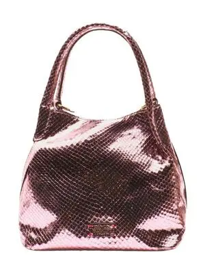 FRANCES VALENTINE Teeny Sweet Pea Snakeskin Embossed Metallic Leather Handbag - Pink
