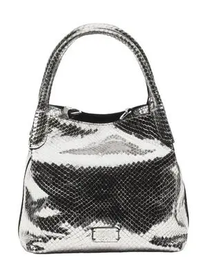 FRANCES VALENTINE Teeny Sweet Pea Snakeskin Embossed Metallic Leather Handbag - Silver