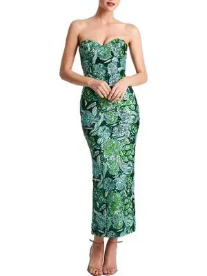 HELSI Monique Sequin Strapless Gown Emerald Floral