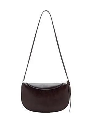 Mango Oval Faux Leather Crossbody Bag - Dark Brown