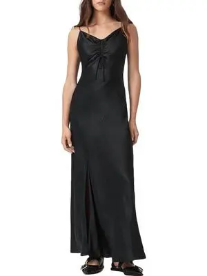 ALLSAINTS Alexia Ruched Satin Slipdress - Black