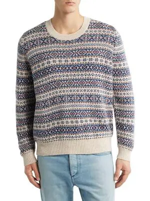 CORRIDOR Fair Isle Alpaca Blend Crewneck Sweater - Natural