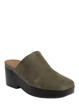 Aerosoles Chata Platform Mule Dark Olive Faux Suede