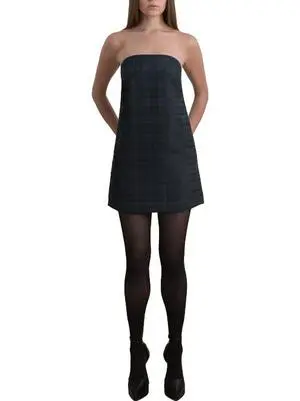 CONTESSA MILLS Sophia Plaid Jacquard Mini Dress - Emerald Plaid