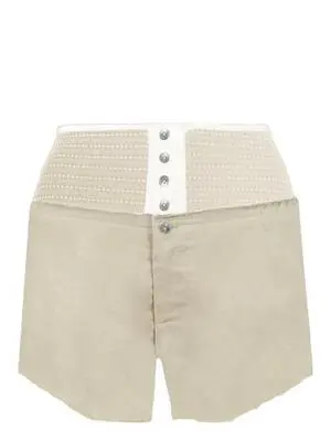 CONTESSA MILLS Laissez High-waisted Linen Shorts - Beige