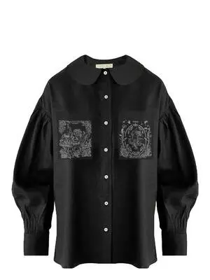 CONTESSA MILLS Tarot Stretch-linen Oxford Shirt - Black