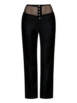 CONTESSA MILLS High-waisted Stretch Linen Trousers - Black