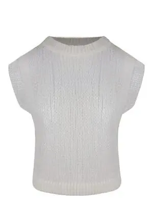 CONTESSA MILLS Laissez Soft Alpaca Lace-layered Sweater Vest - White