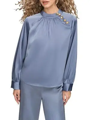 Donna Karan New York Button Detail Satin Top - Tempest