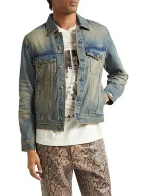 MIDNIGHT RODEO Distressed Denim Trucker Jacket - Vintage Wash