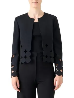 Akris Dot Cutout Cropped Cardigan - Black