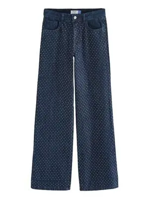NEXT High Waist Diamante Straight Leg Jeans - Blue