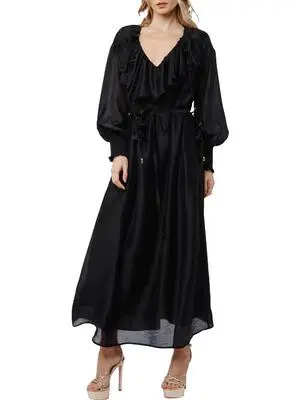 CIEBON Kiyelle Ruffle Long Sleeve Maxi Dress - Black