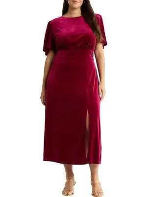 SUGARLIPS Night Bloom Velvet Maxi Dress - Cherry