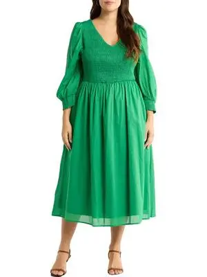SUGARLIPS Zelda Smocked Maxi Dress - Kelly-green