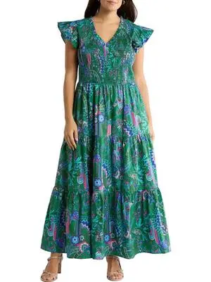 SUGARLIPS Vesper Geo Sunfire Print Maxi Dress - Kelly-blue-multi