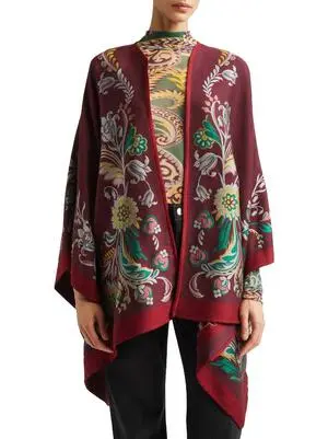 Etro Floral Jacquard Cape - Bordeaux X0866