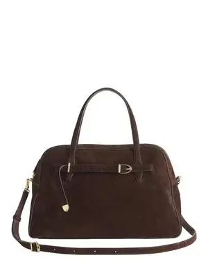 Madewell Belted Suede Satchel - Dark Carob