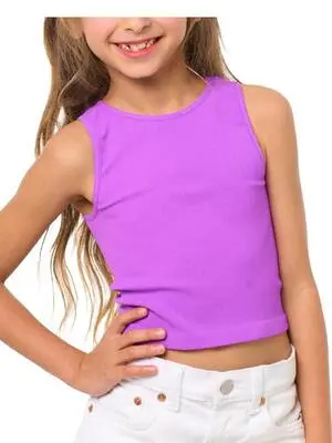 MALIBU SUGAR Ribbed Crop Tank Top - Grape Ice
