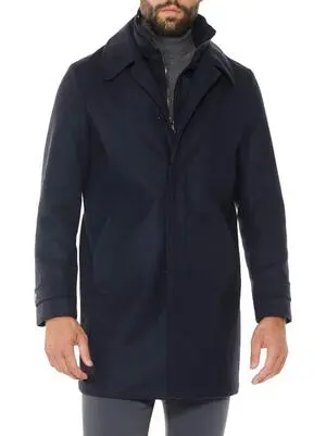 NORWEGIAN WOOL Waterproof Wool And Cashmere-blend Coat With Removable Bib - Navy