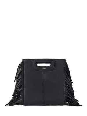 Maje Mini M Bag In Smooth Leather - Black