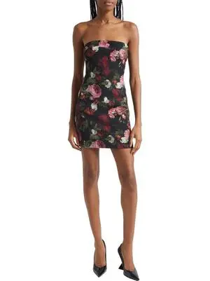 ALICE + OLIVIA Kelly Floral Strapless Mini Dress