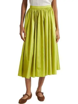 Mille Ayla Pleated Midi Skirt - Chartreuse Taffeta