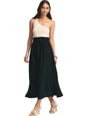 ST MRLO Meli Linen Midi Skirt Washed Black