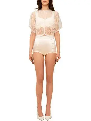 CONTESSA MILLS Wraith Beaded Tulle Top - White