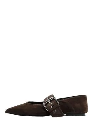 Bimba Y Lola Suede Ballerinas With Buckle - Dark Brown