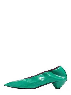 Bimba Y Lola Leather Heel Court Shoe - Green