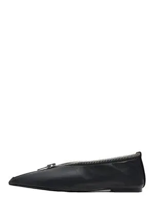 Bimba Y Lola Leather Zip Ballerinas - Black