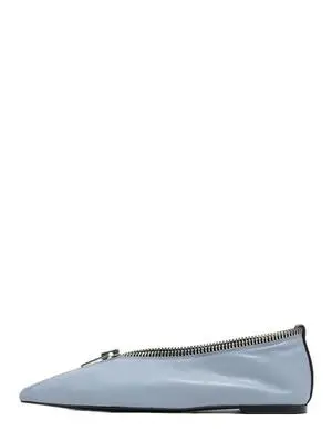 Bimba Y Lola Leather Zip Ballerinas - Light Blue