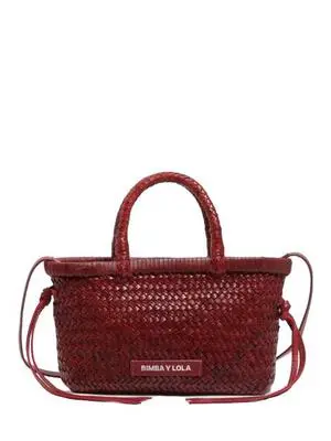 Bimba Y Lola Bimba Y Lola Braided Calfskin Leather Handbag Dark Red