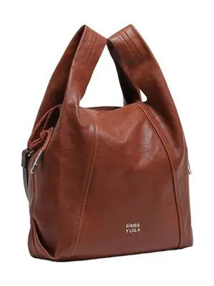 Bimba Y Lola Leather Handbag - Dark Tan
