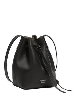 Bimba Y Lola Leather Bucket Crossbody Bag - Black