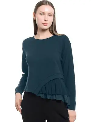 WILT CLOTHING Round Neck Mix Media Sweatshirt - Legion Blue