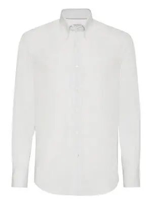 Brunello Cucinelli Striped Poplin Shirt - White