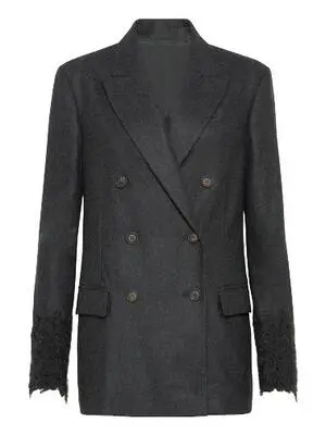 Brunello Cucinelli Blazer With Lace Cuffs - Dark Grey