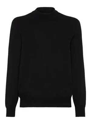 Brunello Cucinelli Funnel Neck Cashmere Sweater - Black