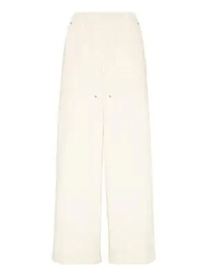 Brunello Cucinelli Dyed Cotton And Wool Track Trousers - Panama