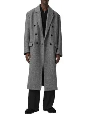 ALLSAINTS Ezra Oversized Wool Herringbone Topcoat - Black/white
