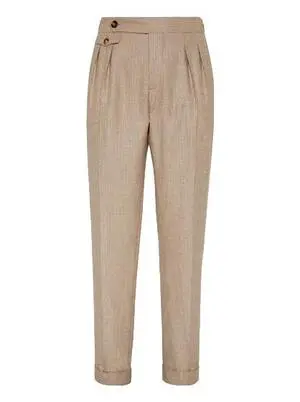 Brunello Cucinelli Houndstooth Tailored Trousers - Beige