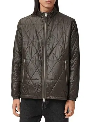 ALLSAINTS Tribex Shiny Quilted Nylon Jacket - Forest Green
