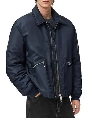 ALLSAINTS Fallon Nylon Bomber Jacket - Moonlit Blue