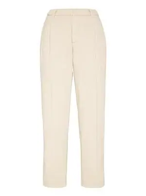 Brunello Cucinelli Baggy Trousers With Monili Decoration - Cool Beige