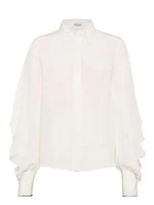 Brunello Cucinelli Crêpe De Chine Shirt - Ivory